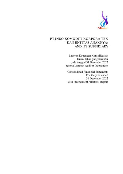 PT Indo Komoditi Korpora Tbk 2022 Annual Report - Free PDF